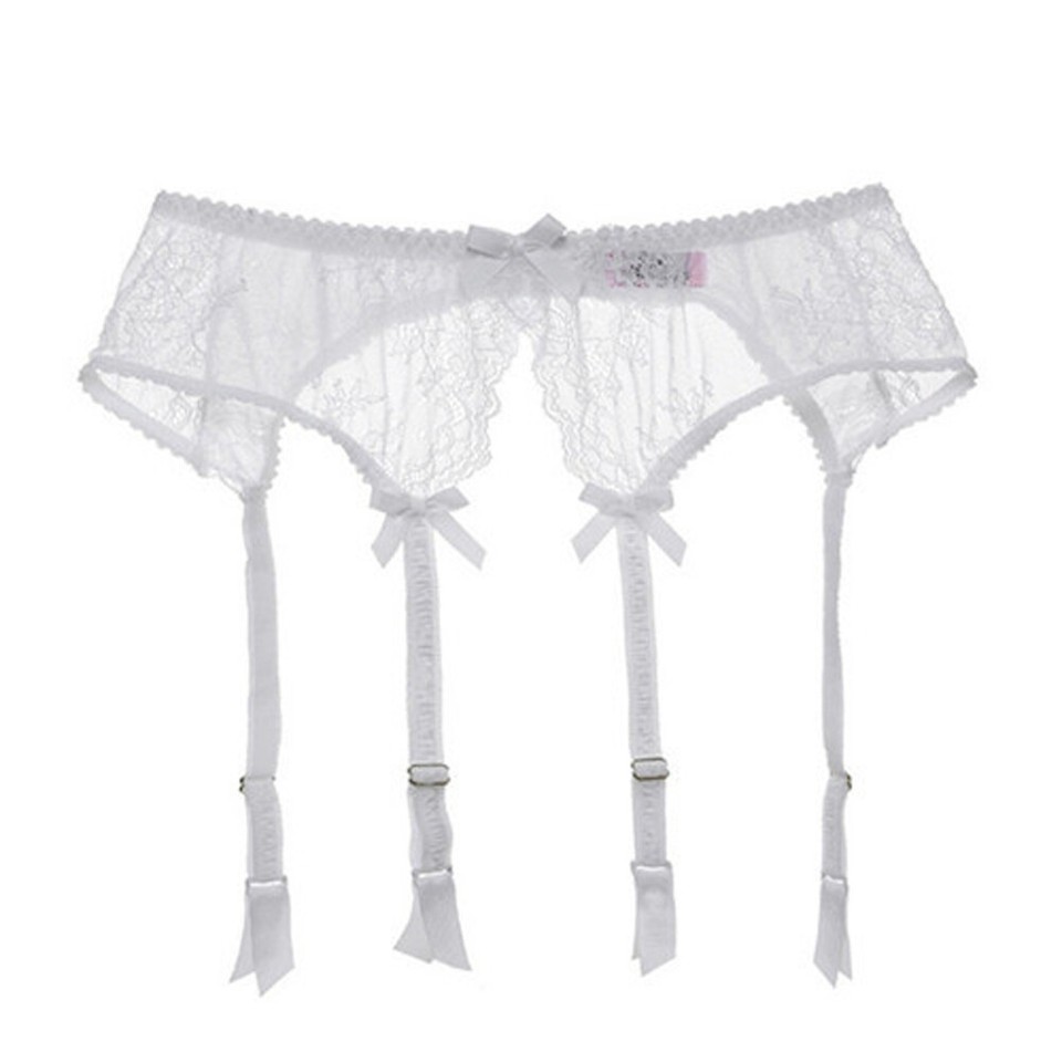 Sexy Women's Lace Floral Garter Belts 4 Straps Suspender Transparent ...