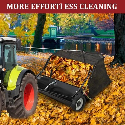 44"/42" Tow-Behind Lawn Sweeper Leaf Grass Collector 20 Cu.Ft Yard ...