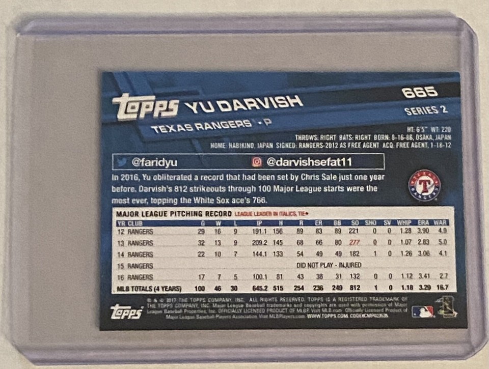 2017 Topps Mini Yu Darvish orange parallel #’d to 25 Padres! | eBay