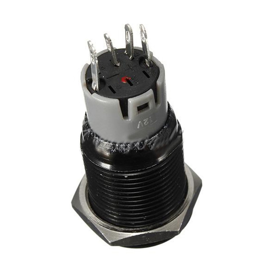 2Pcs 12V 3A 16mm Green Symbol&Circle LED Black Metal Switch Push Button ...