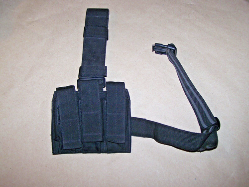 Blackhawk USA 3 Mag Pouch Triple Clip Drop Leg Black Military Police ...