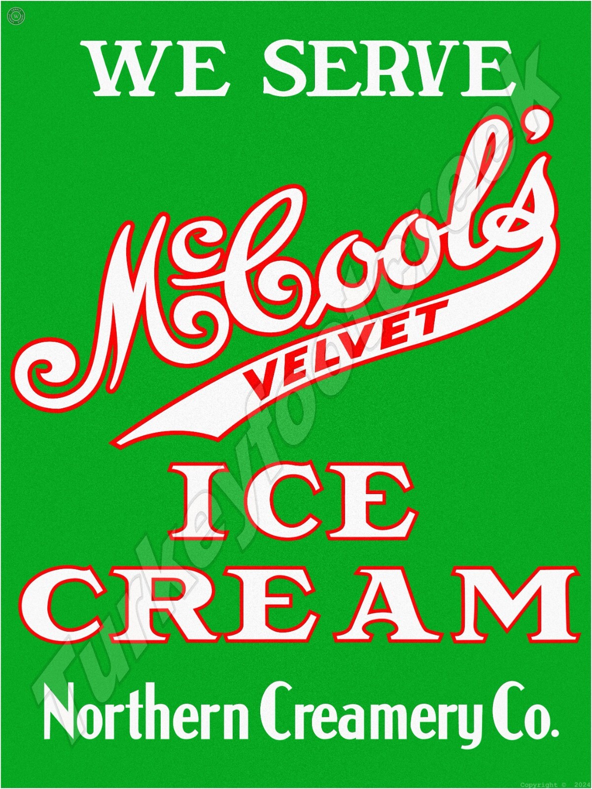 Northern Creamery Co McCool's Velvet Ice Cream Metal Sign 3 Sizes to ...