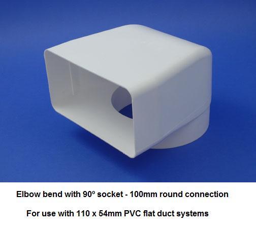 Flat Rectangular Rigid PVC Duct ELBOW 110x54mm with 100mm Round ...