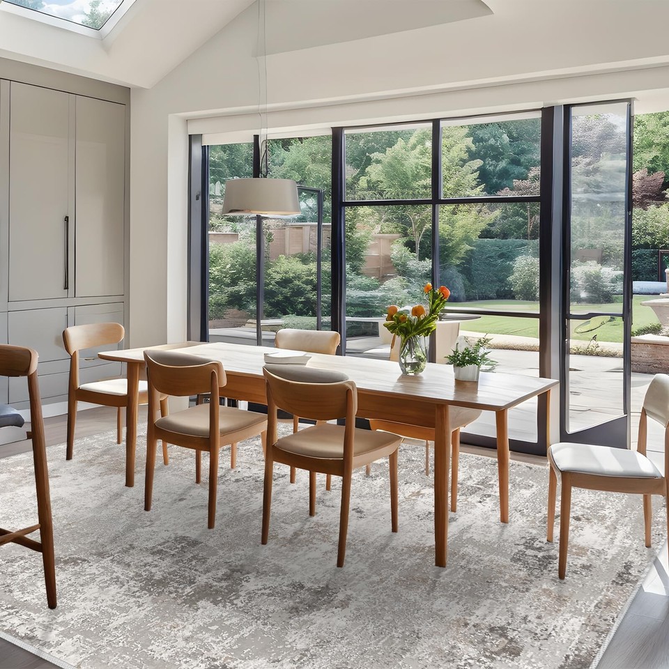 Washable 9x12 Area Rugs - Neutral Modern Abstract Soft Large Area Rugs ...