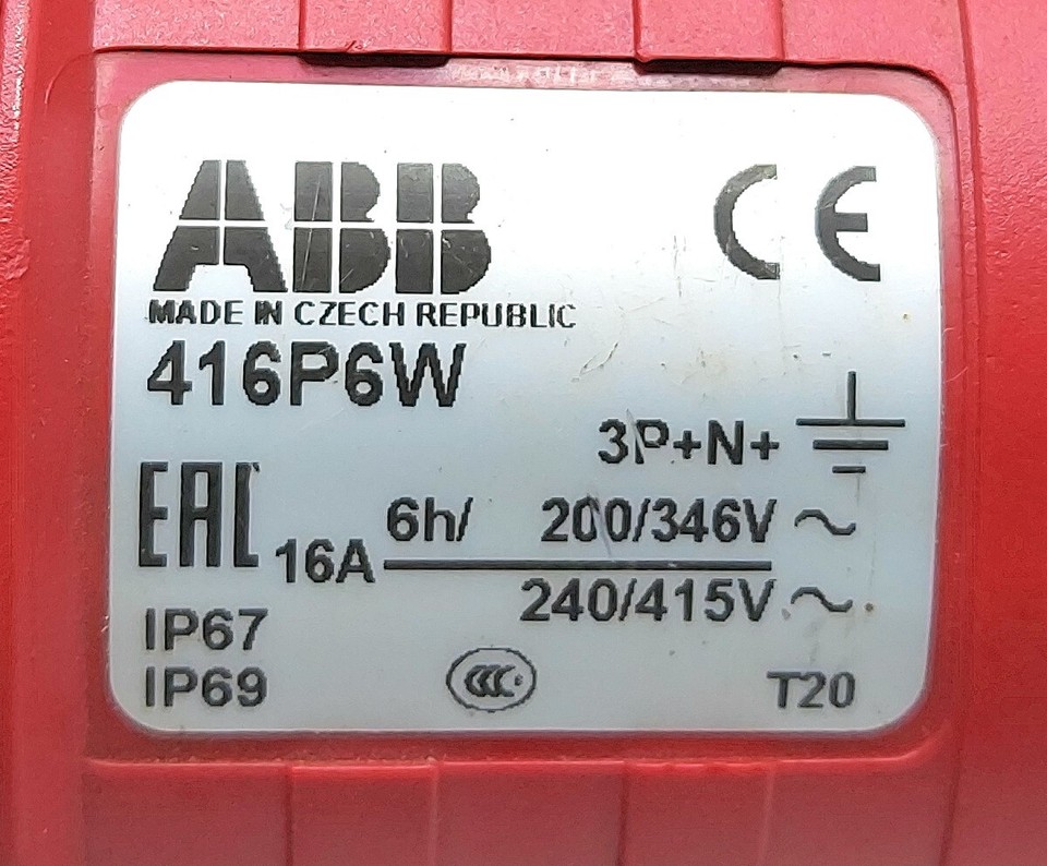 ABB 416P6W Pin & Sleeve Connector IP67 Industrial Plug | eBay UK