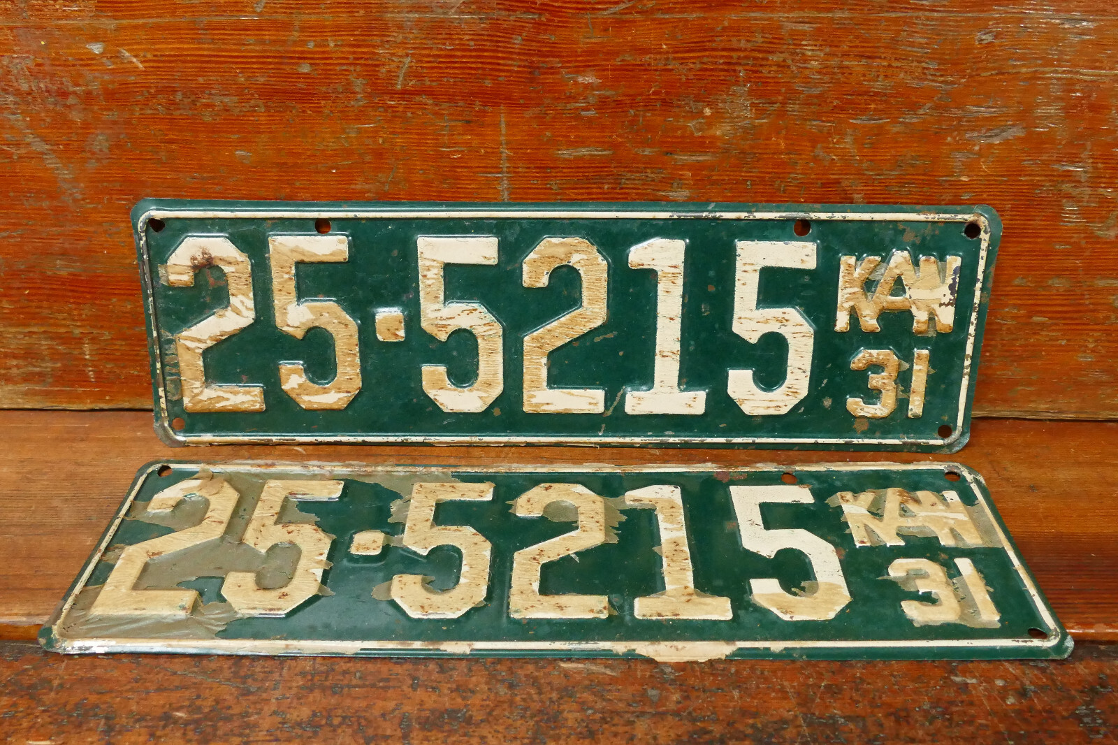 Vintage NOS 1931 Kansas Embossed Steel License Plates Matching Set #25 ...