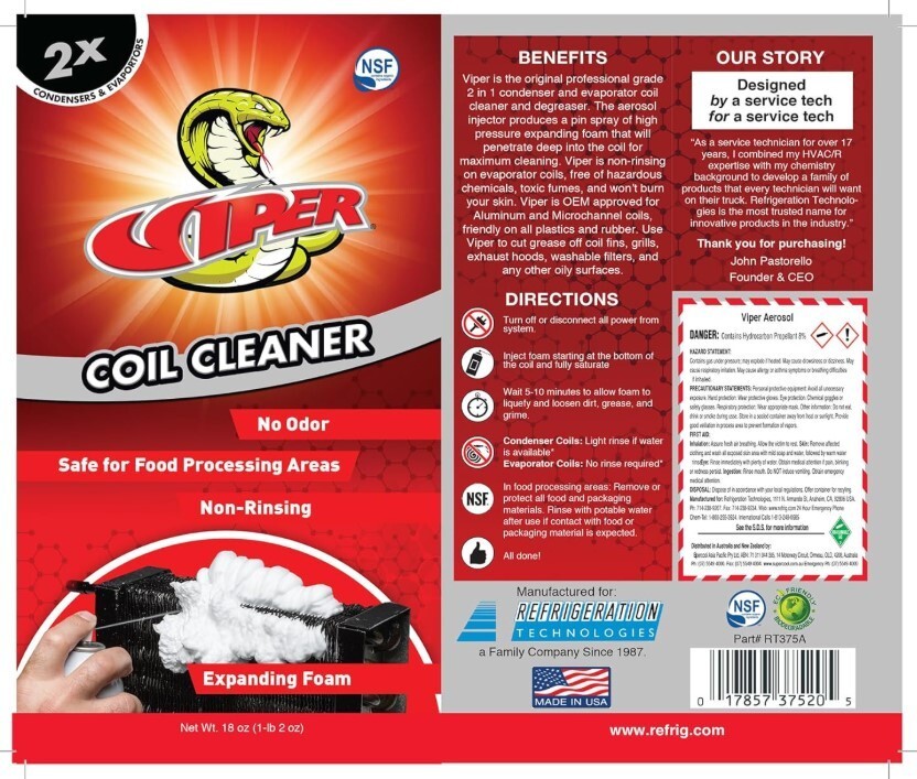 RT375A Viper Aerosol Foaming Coil Cleaner Degreaser Food Grade ...