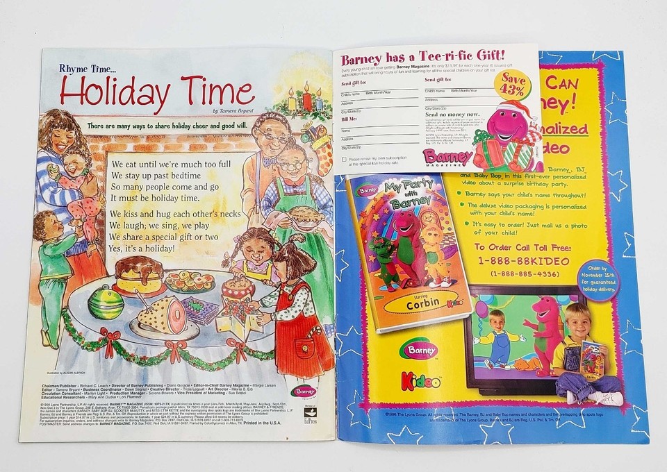 Barney Magazine Nov/Dec 1998 Sharing Is Caring! | eBay