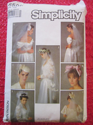 VINTAGE Simplicity 8509 MISSES' BRIDAL VEILS HEADPIECES BRIDE PATTERN ...