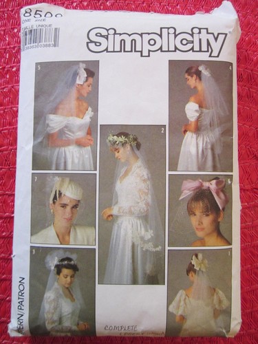 VINTAGE Simplicity 8509 MISSES' BRIDAL VEILS HEADPIECES BRIDE PATTERN ...