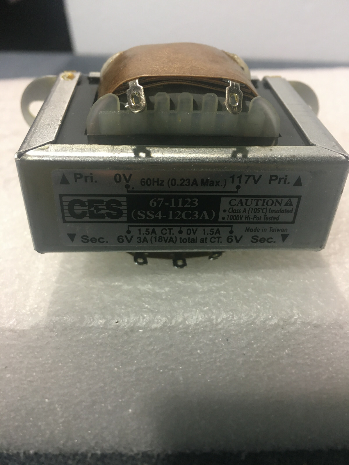 Center Tapped Power Transformer, 117V AC Input / 12V AC @ 3.0A Output ...