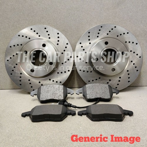 DRILLED FRONT BRAKE DISCS AND PADS & SENSOR FOR MERCEDES C220 AMG SPORT ...