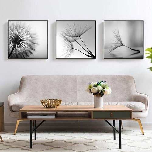 NEW Art & Canvas Dandelions Wall Art Blk Frame 3pc 70x70cm | eBay