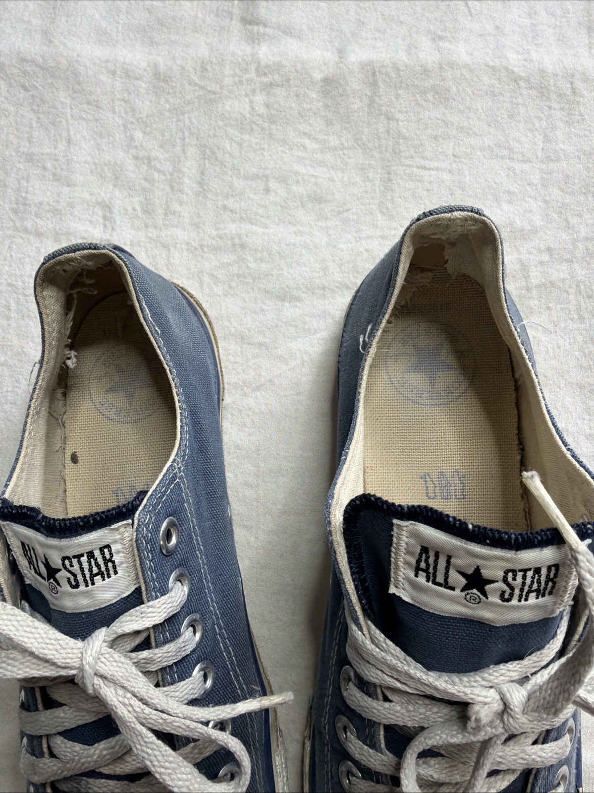 Vtg 80s 90s Converse Sz 9.5 All Star Low Tops Blue Made in USA Chuck ...
