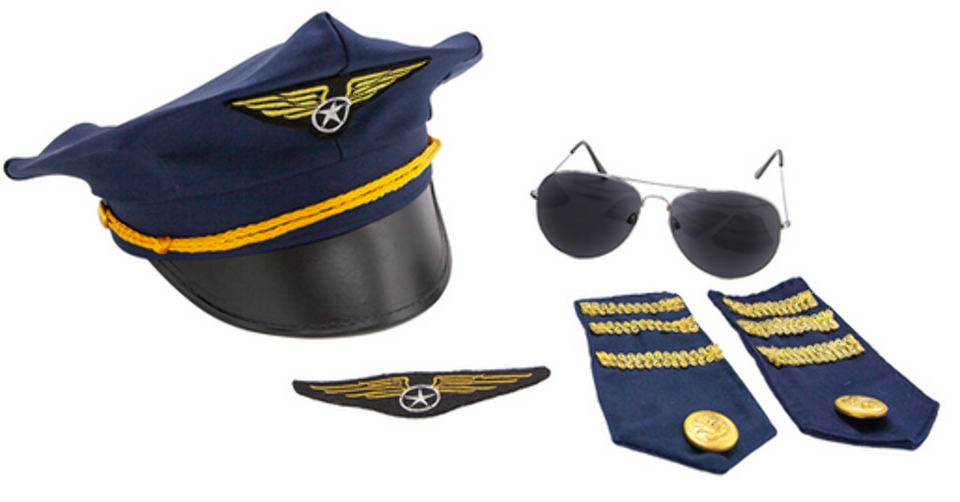 Instant Pilot Set Air Hostess Pilot Fancy Dress Costume Kit Mens Ladies ...