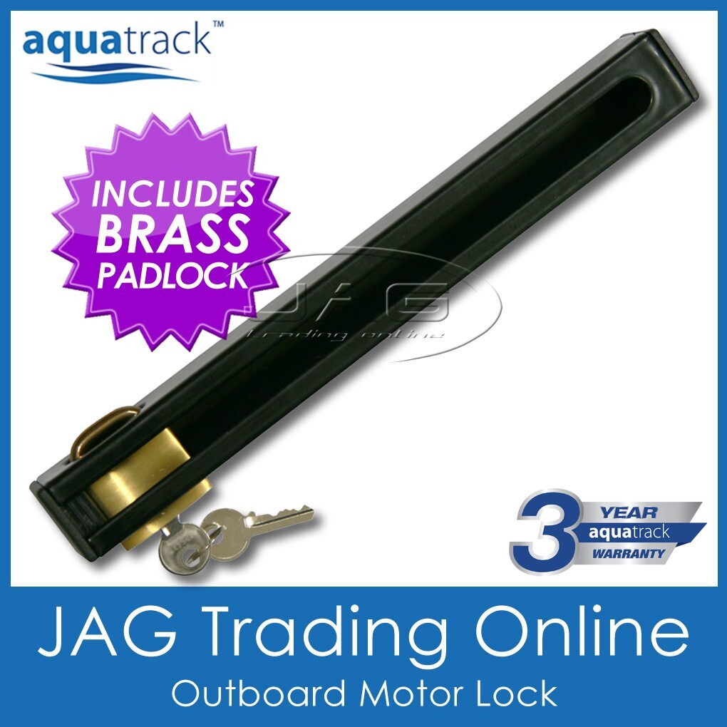 AQUATRACK HEAVY DUTY OUTBOARD BOAT MOTOR LOCK & BRASS PADLOCK SUITS UP ...