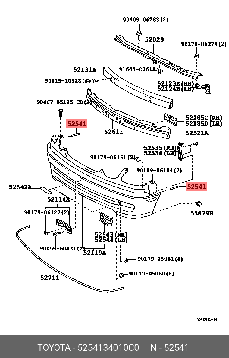 Original protector, front bumper, 5254134010C0 for TOYOTA 52541-34010 ...