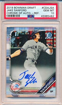 JAKE SANFORD 2019 BOWMAN DRAFT CHROME REFRACTOR AUTOGRAPH AUTO RC /499 ...