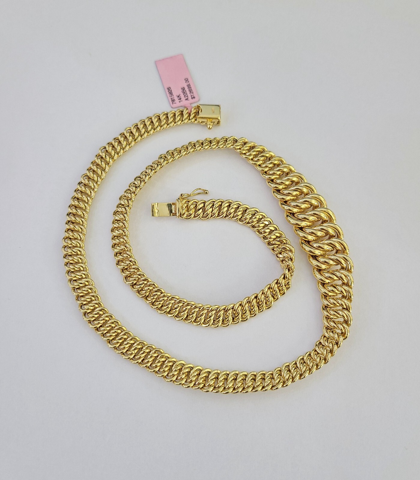 REAL 14k Gold Princesa Necklace Chain Flat Byzantine Link 7mm 18 Inch 14kT | eBay