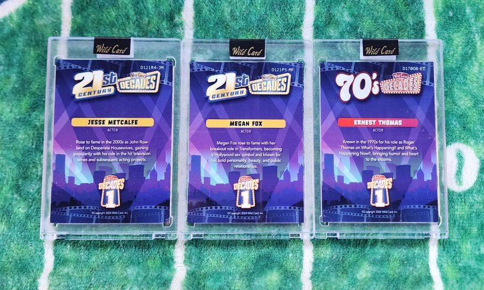 2024 WILD CARD DECADES (3) CARD LOT JESSE METCALFE, MEGAN FOX, & ERNEST ...