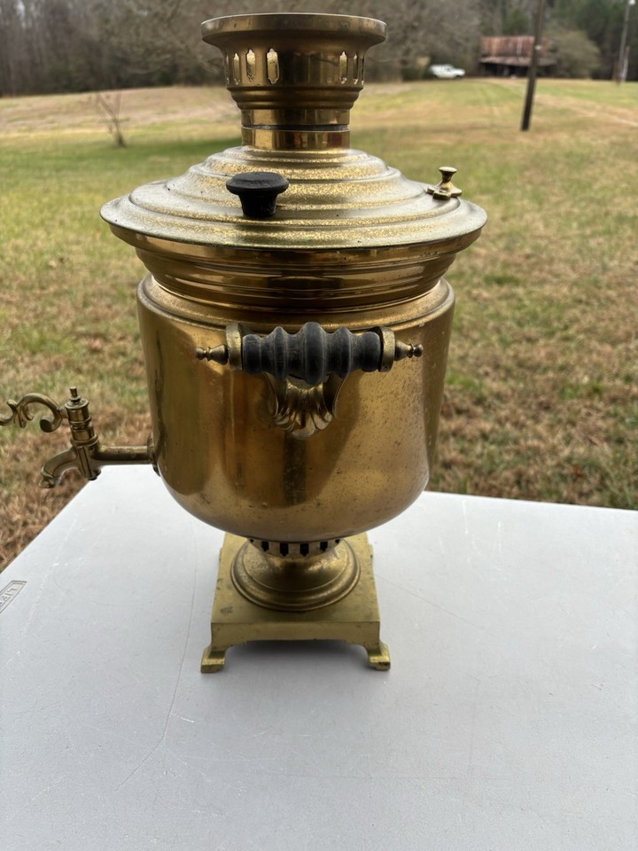 Antique Brass Russian Samovar Wood Handle Knob Tea Pot, 17" Tall | eBay