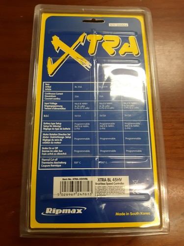 RIPMAX XTRA BRUSHLESS SPEED CONTROLLER PART #XTRA-45HVBL NEW IN PACKAGE ...