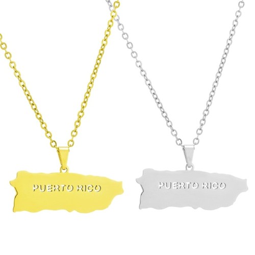Puerto Rico Map Pendant Necklace Unique Collarbone Chains for Men and ...