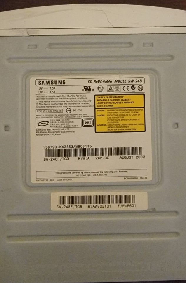 Samsung SW-248 48x16x48 CD- RW IDE Drive - Black And Grey - Tested | eBay
