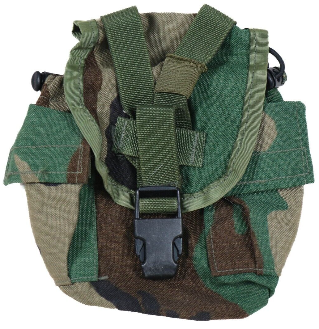 US Army Molle II Canteen Pouch BDU Woodland M81 Military Assault Vest ...