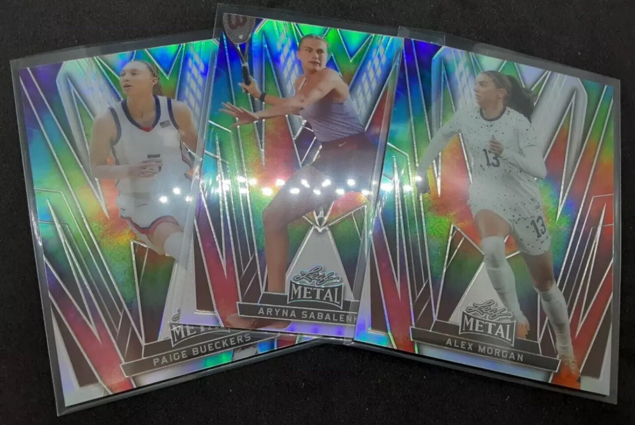 SET OF 5 2024 LEAF METAL WOMEN OF SPORT PROMO LIVVY DUNNE ALEX MORGAN ...