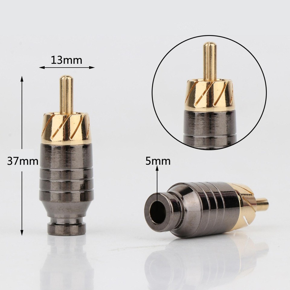 4Pcs Copper RCA Plug Socket Welding Gold Plated Audio Video Adapter ...
