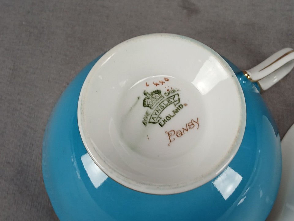 Vintage Aynsley Pansy Pattern Turquoise Signed G Bentley Bone China Cup ...