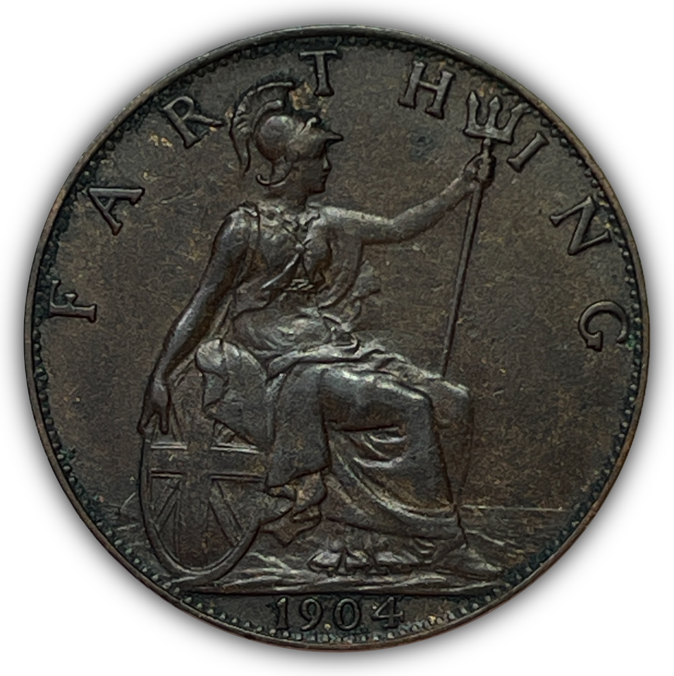 1904 One Farthing Great Britain UK Victoria Extremely Fine XF Coin ...