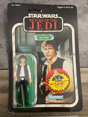 Vintage Mint Han Solo w/ blaster; Kenner ROTJ line; tiny bubble ...