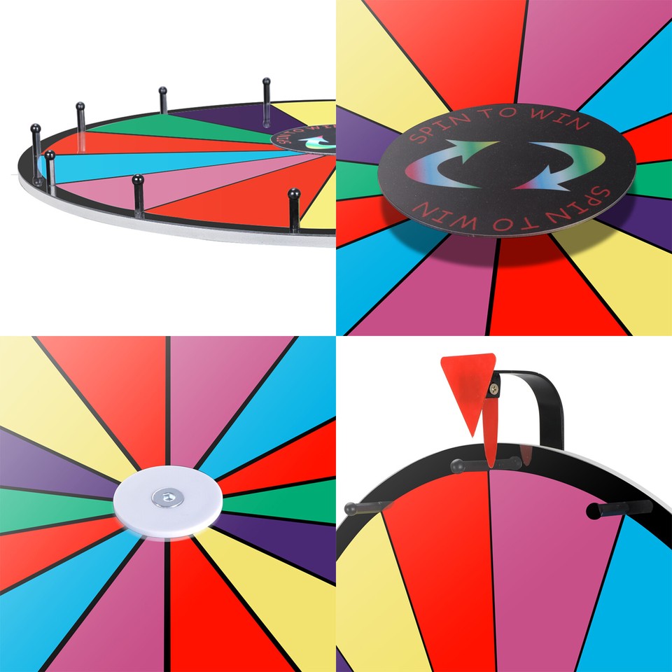 24" Prize Wheel 14 Slots Color Spin Wheel Spinner Game w/Adjustable ...