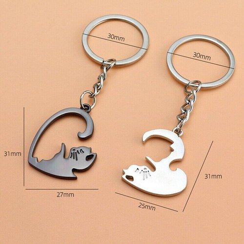 2pcs Yin and Yang Cat Key Chain Ring Set Couple Best Friends BFF ...