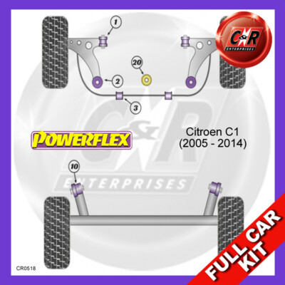 Powerflex Low Engine Mnt Bush Full Bush Kit For Citroen C1 Petrol (2005 ...