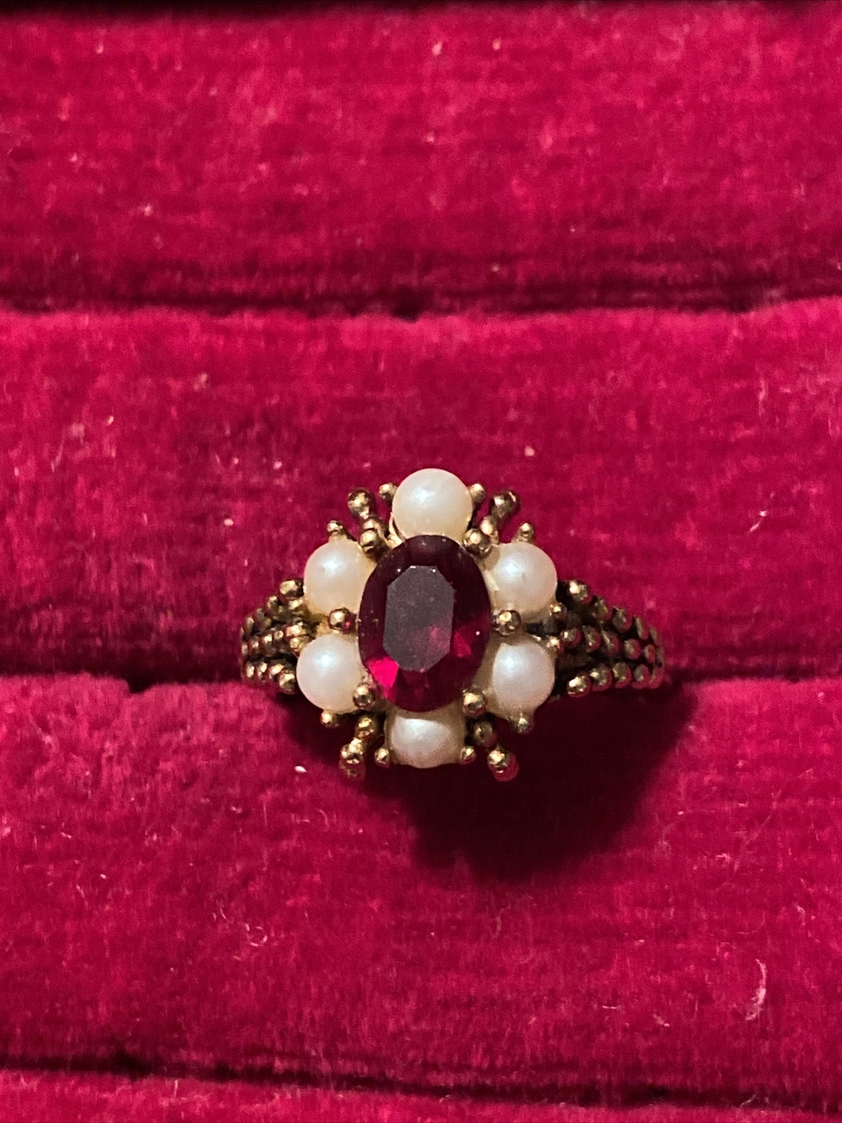 Antique Vintage Avon Goldtone Metal Faux Garnet and P… - Gem