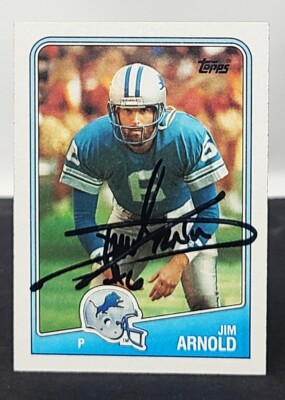 JIM ARNOLD Signed Autograph 1988 Topps Football Card #379 Detroit Lions ...