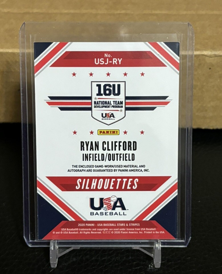 2020 USA Baseball Stars & Stripes Ryan Clifford Jersey Auto GOLD #02/29 ...