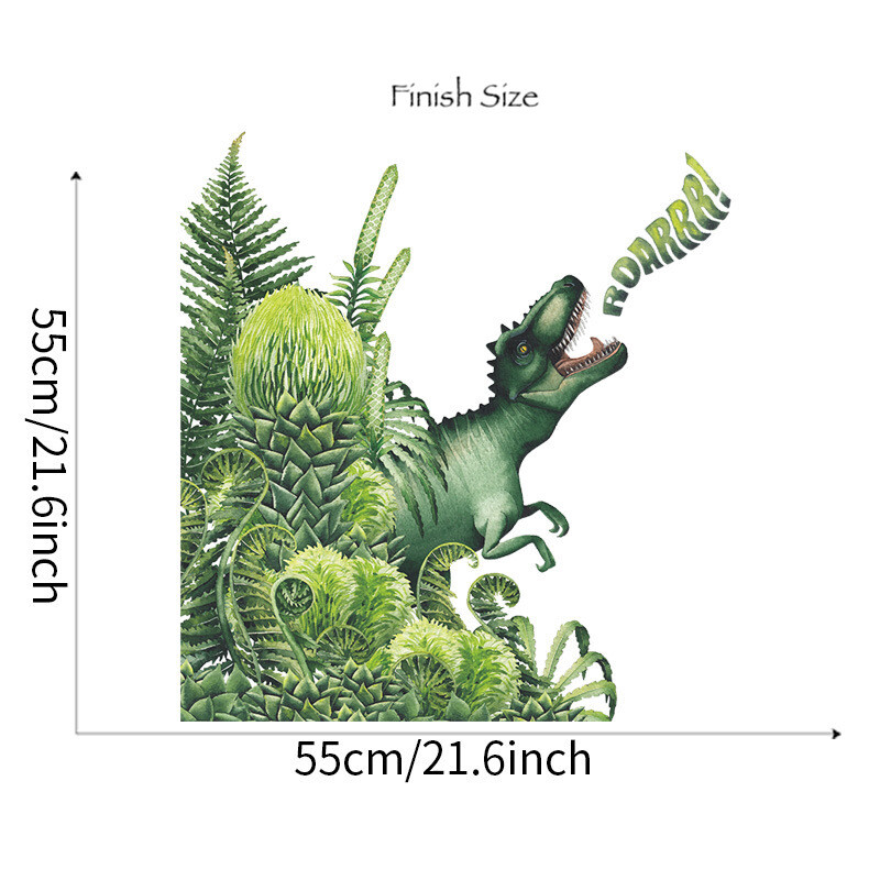 Dinosaur Nursery Wall Sticker Green Tropical Forest Green T-Rex Wall ...
