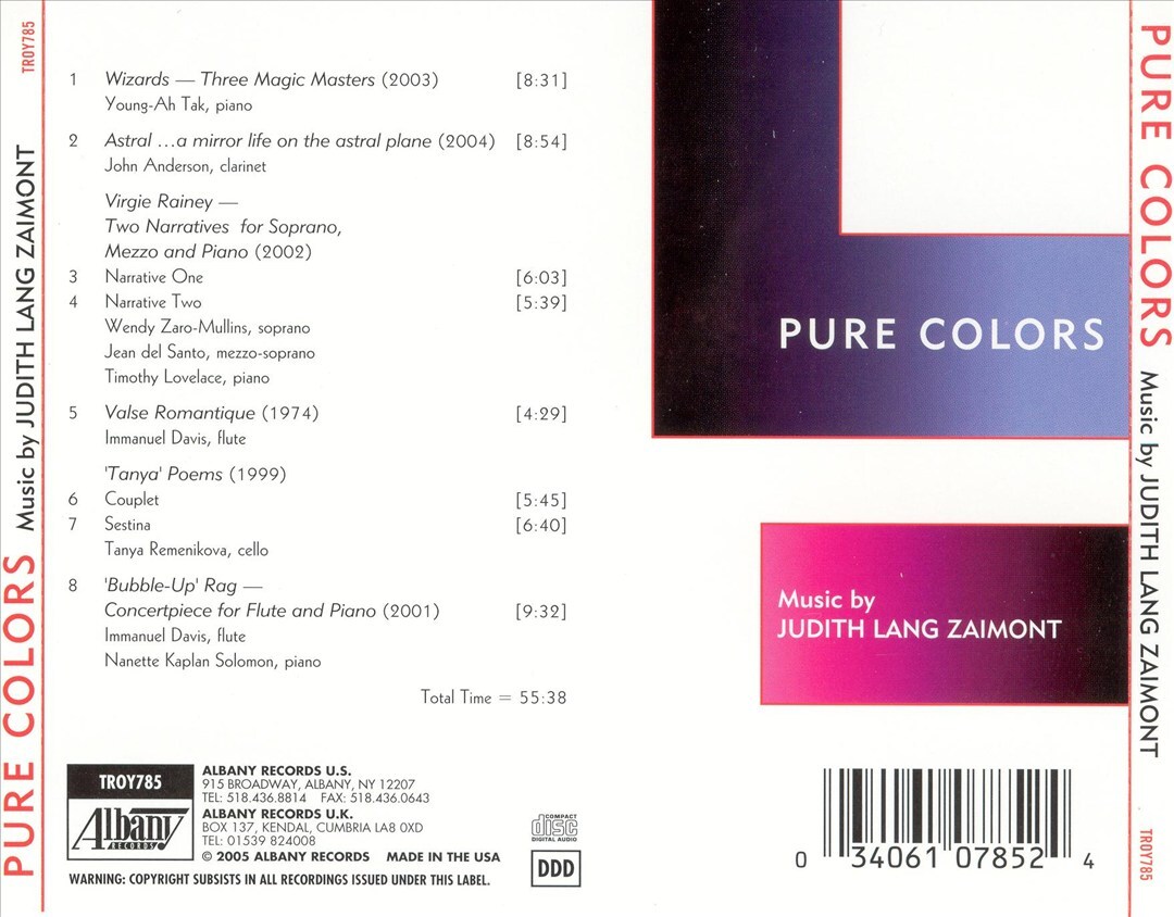 PURE COLORS: MUSIC BY JUDITH LANG ZAIMONT 34061078524| eBay
