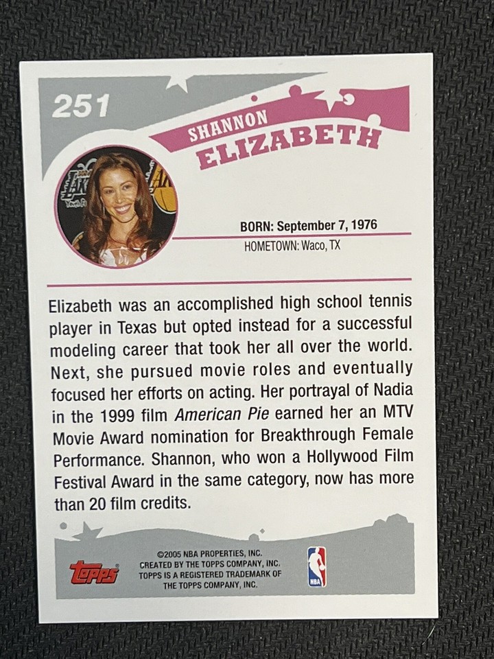 2005-2006 Topps #251 Shannon Elizabeth Rookie Card | eBay