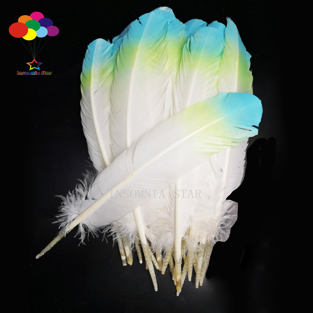Turkey feathers 50 pcs 25-30cm/10-12inch three Colors blue green DIY ...