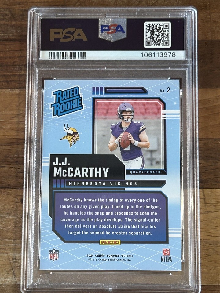 2024 Panini Donruss J.J. MCCARTHY Rated ROOKIE RETRO PSA 10 Gem Mint RC ...