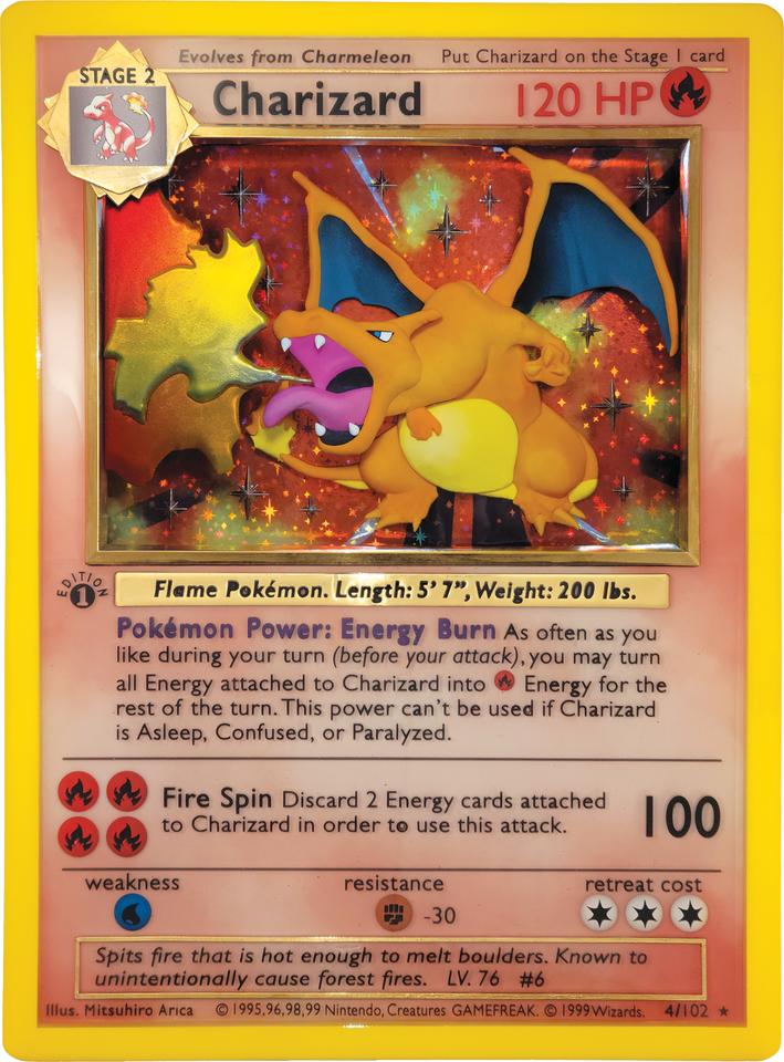 Charizard Card 1st Edition Base Set 3D Diorama Model 24K Gold Plated 1 ...
