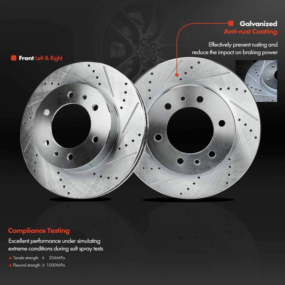 2x Front Left & Right Drilled Brake Rotor for Hummer H3 2006-2010 H3T ...