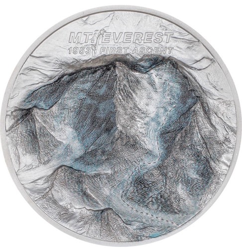 Mount Everest First Ascent 2 oz Proof Silver Coin 10$ Cook Islands 2023 ...