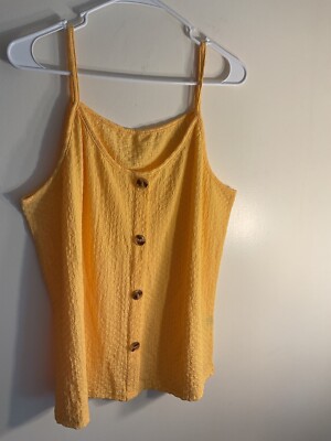 Womens Size XL Yellow Summer Top Stretchy Button Front | eBay