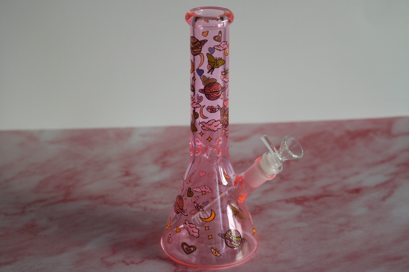 10” Pink Artistic Bong Hookah Water Pipe Tobacco Smoking Beaker Glass ...